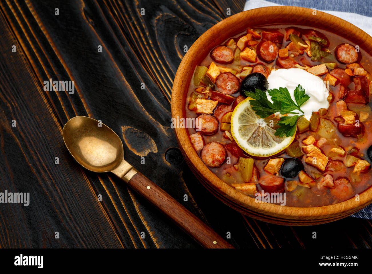 Solyanka - Russian traditional meat soup Stock Photo - Alamy