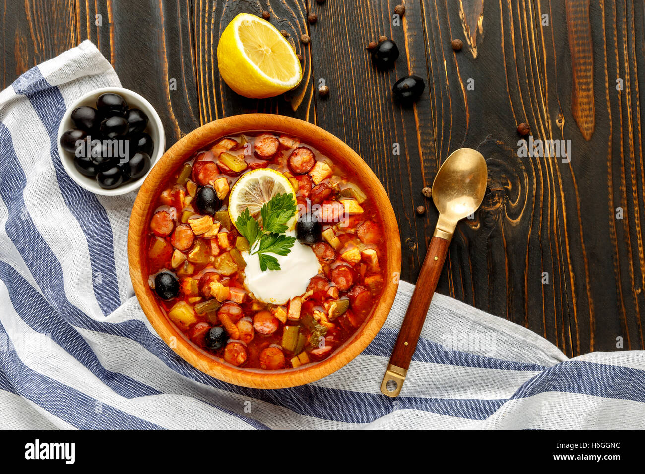 Solyanka - Russian traditional meat soup Stock Photo - Alamy