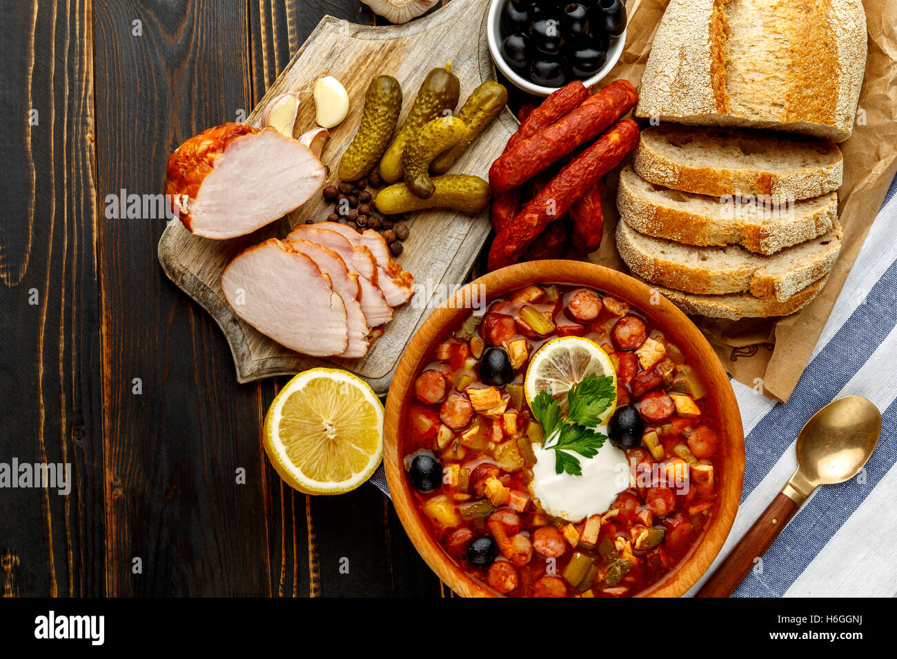 Solyanka - Russian traditional meat soup Stock Photo - Alamy