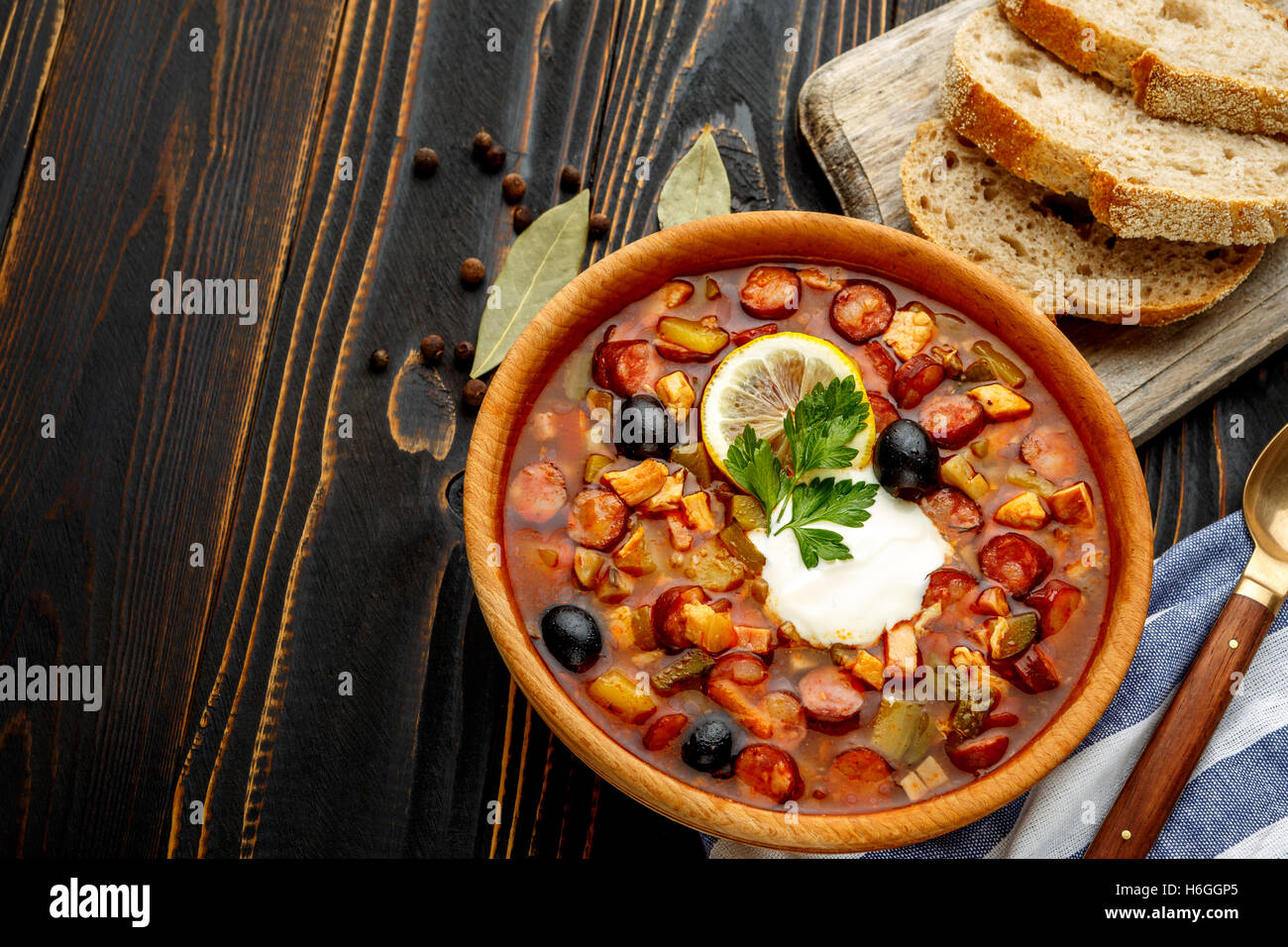 Solyanka - Russian traditional meat soup Stock Photo - Alamy