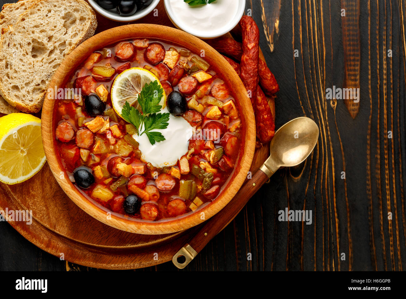 Solyanka - Russian traditional meat soup Stock Photo - Alamy