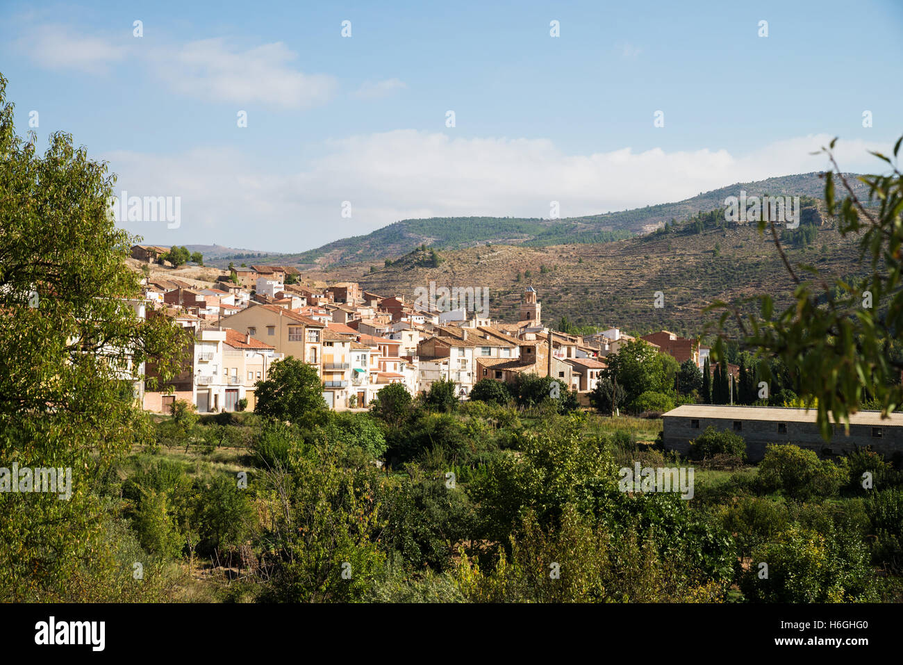 Old town in the heart of Rincon de Ademuz, Valencia, Spain Stock Photo ...
