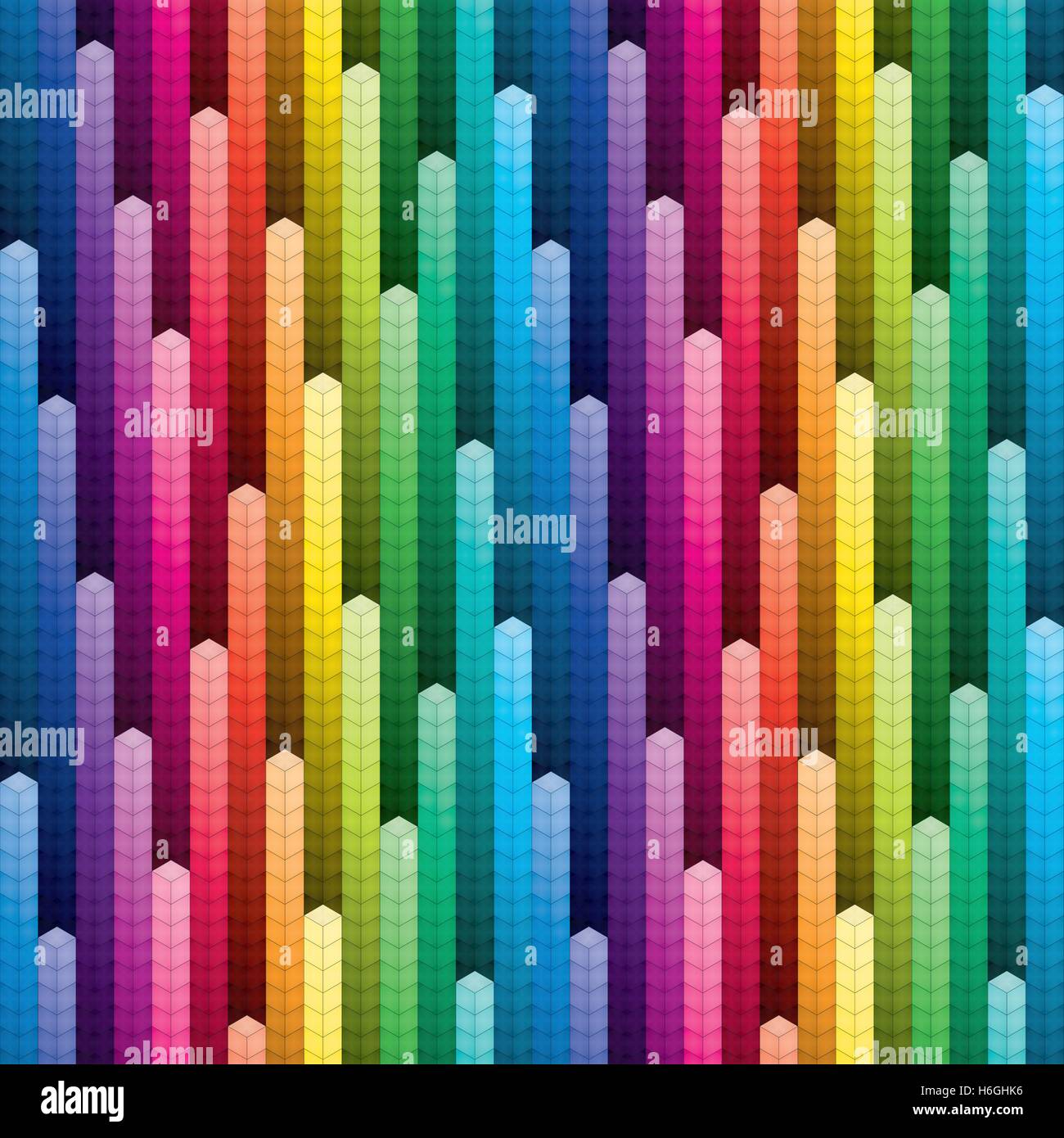 3d Colorful piles of cubes seamless pattern. Tileable vector background ...