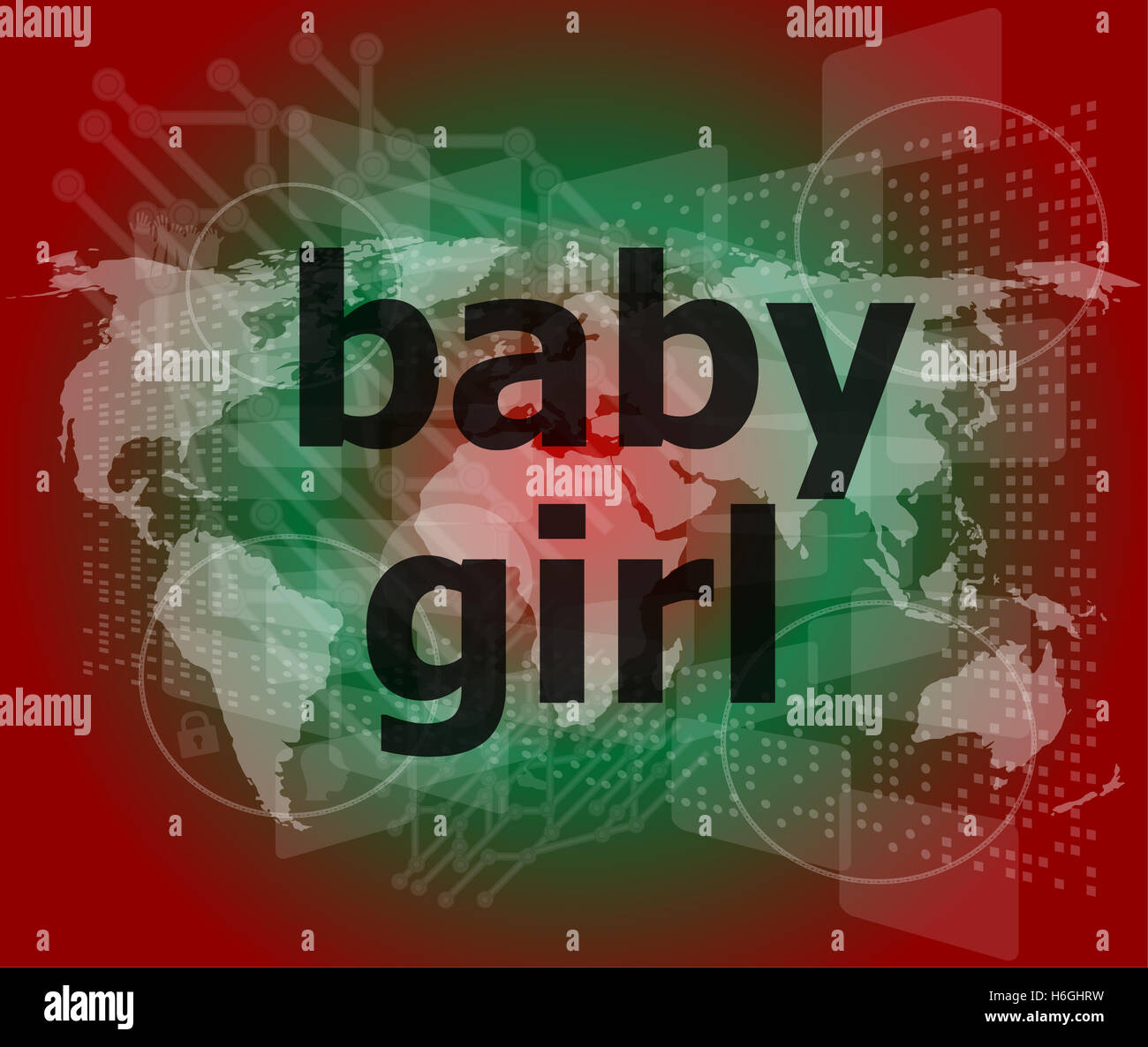 baby girl text on digital touch screen - social concept Stock Photo - Alamy