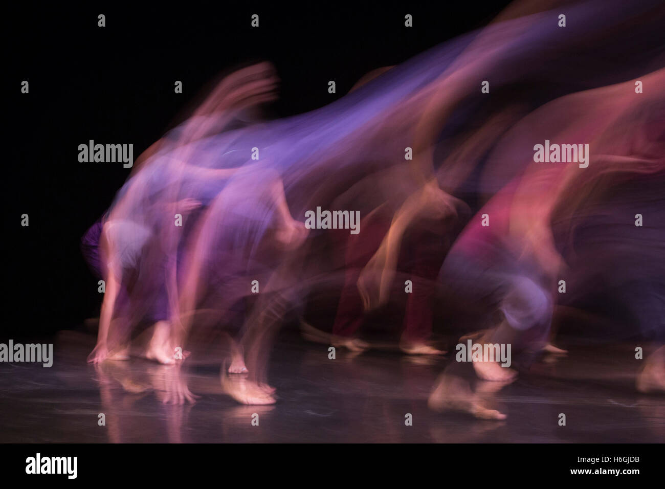 London, UK. 27 October 2016. Long exposure of dancers performing. Wild ...
