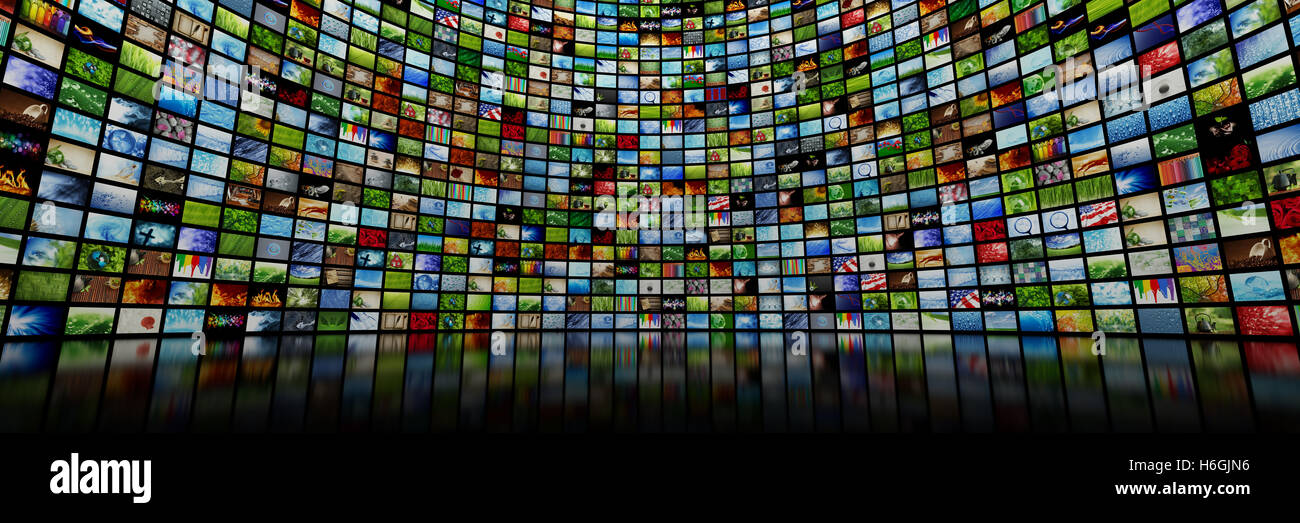 Giant multimedia video and image wall Stock Photo - Alamy