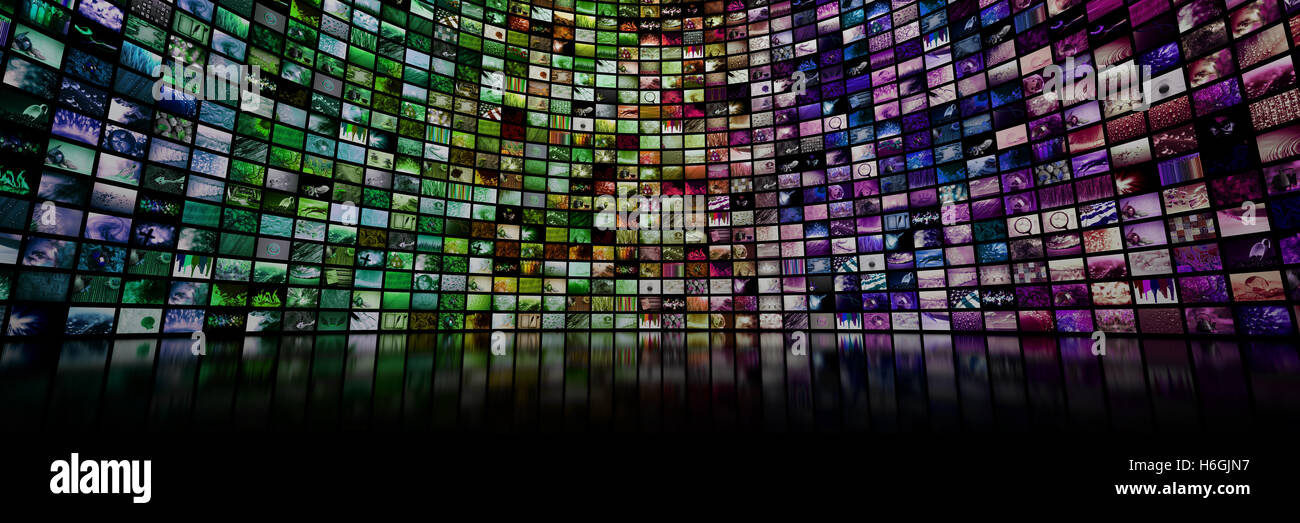 Colorful giant multimedia video and image wall Stock Photo - Alamy