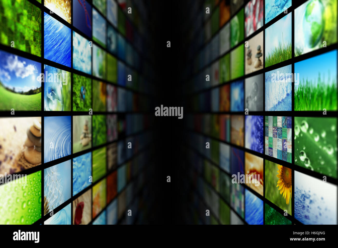 Giant multimedia video and image walls Stock Photo - Alamy