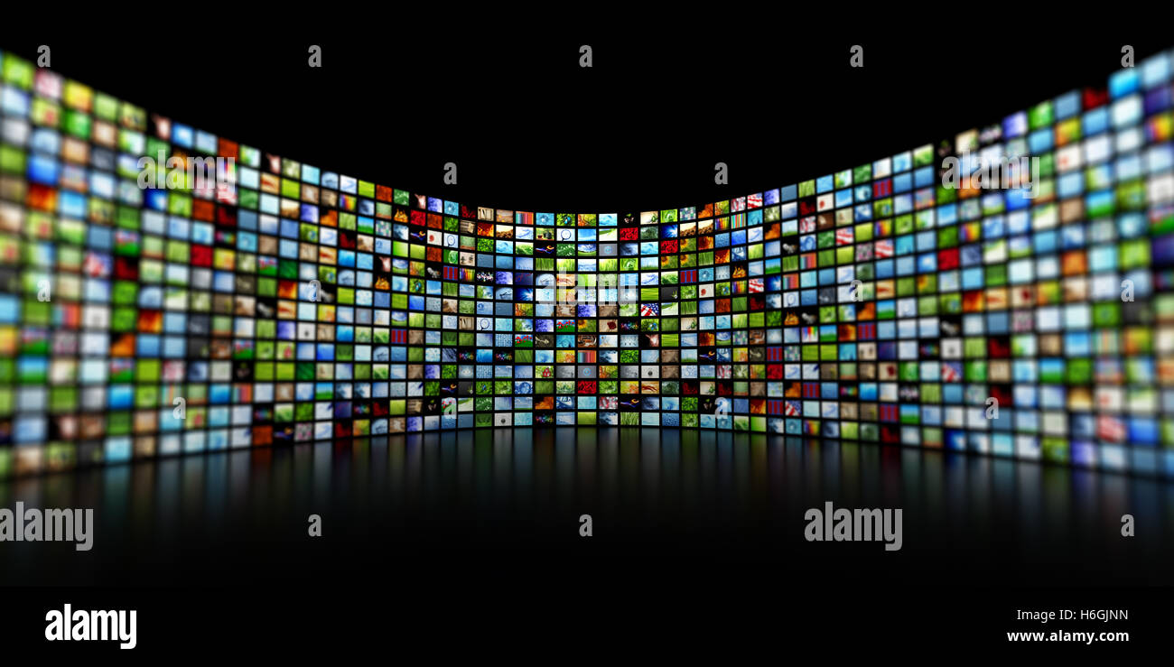 Giant multimedia video and image walls Stock Photo - Alamy
