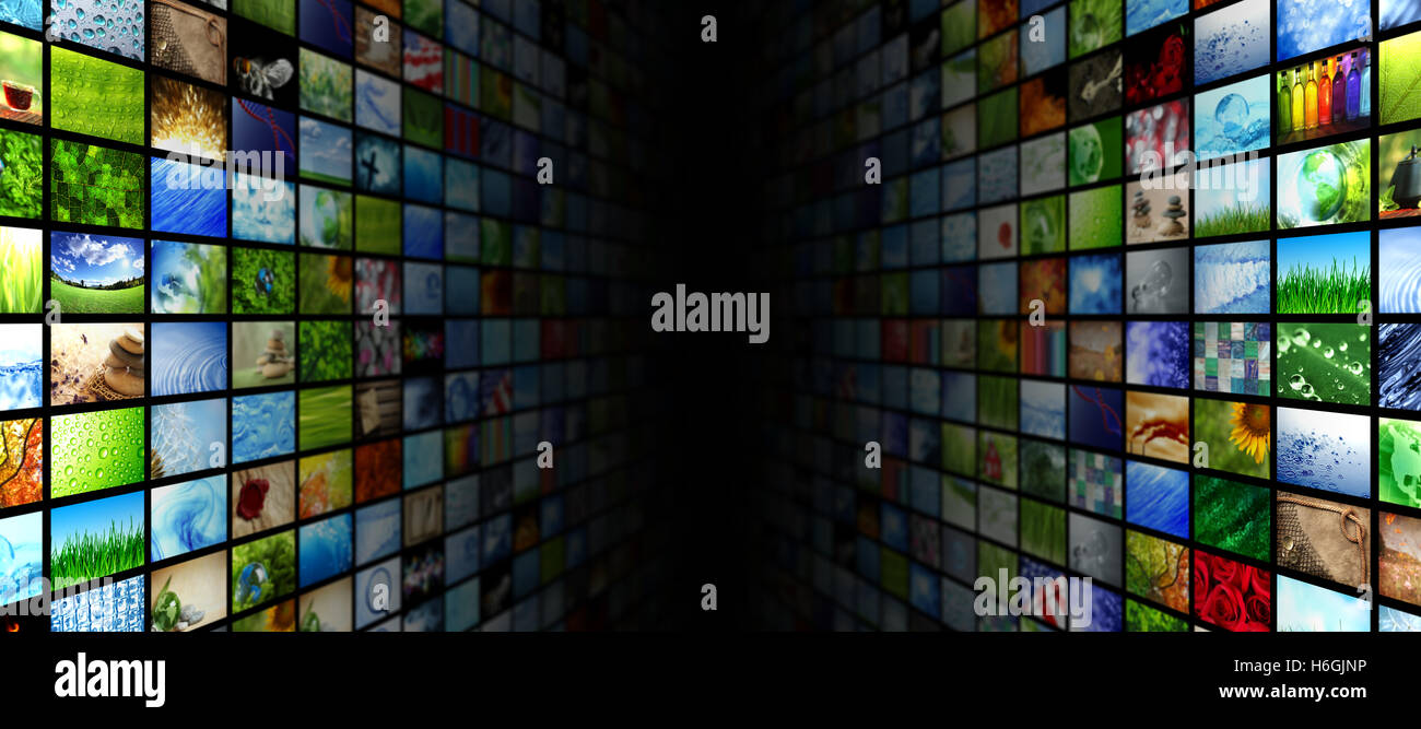 Giant multimedia video and image walls Stock Photo - Alamy