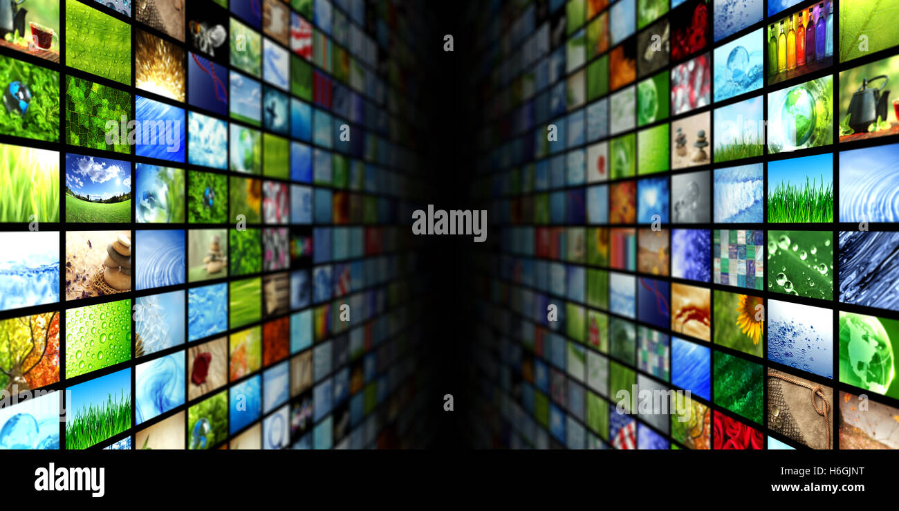 Giant multimedia video and image walls Stock Photo - Alamy