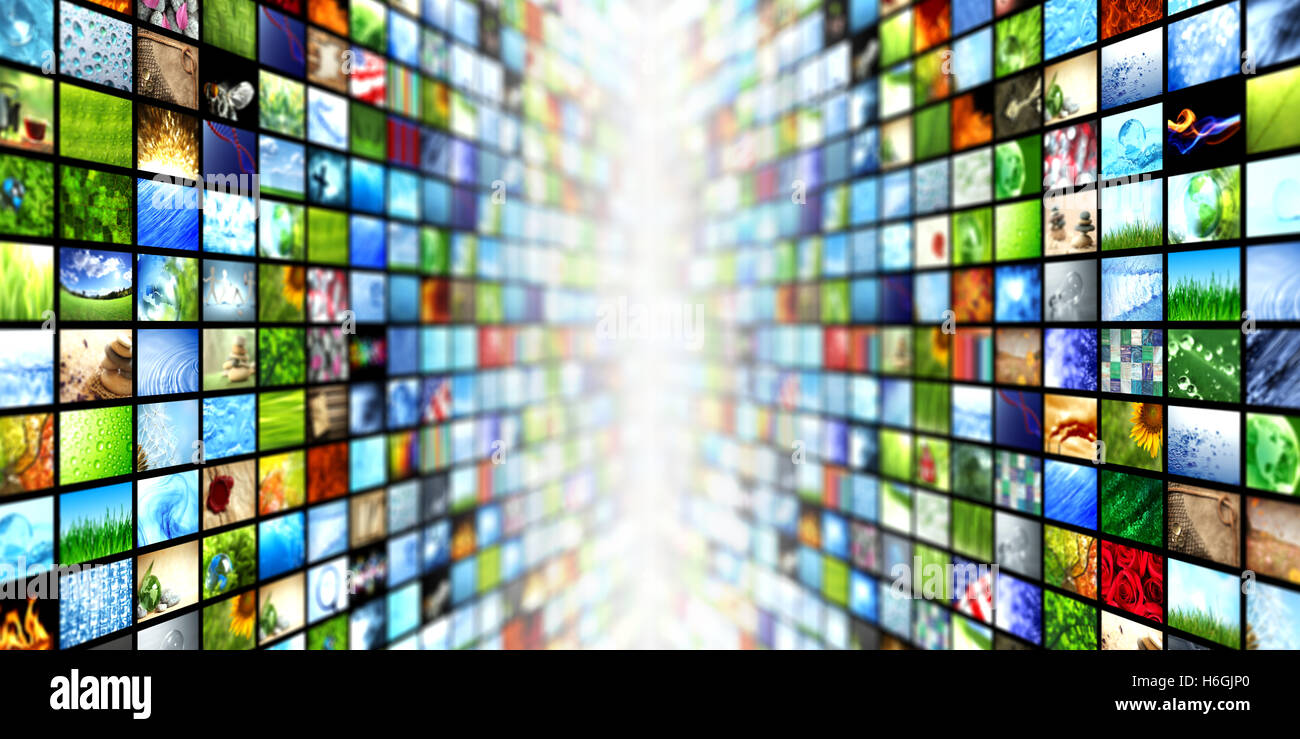 Giant multimedia video and image walls Stock Photo - Alamy