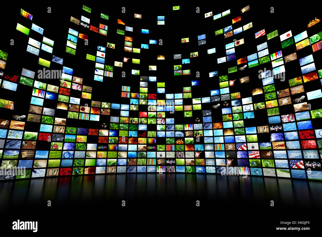 Giant multimedia video and image walls Stock Photo - Alamy