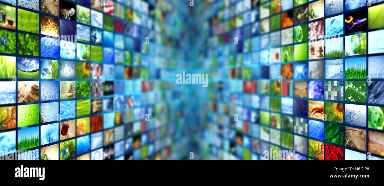 Giant multimedia video and image walls Stock Photo - Alamy