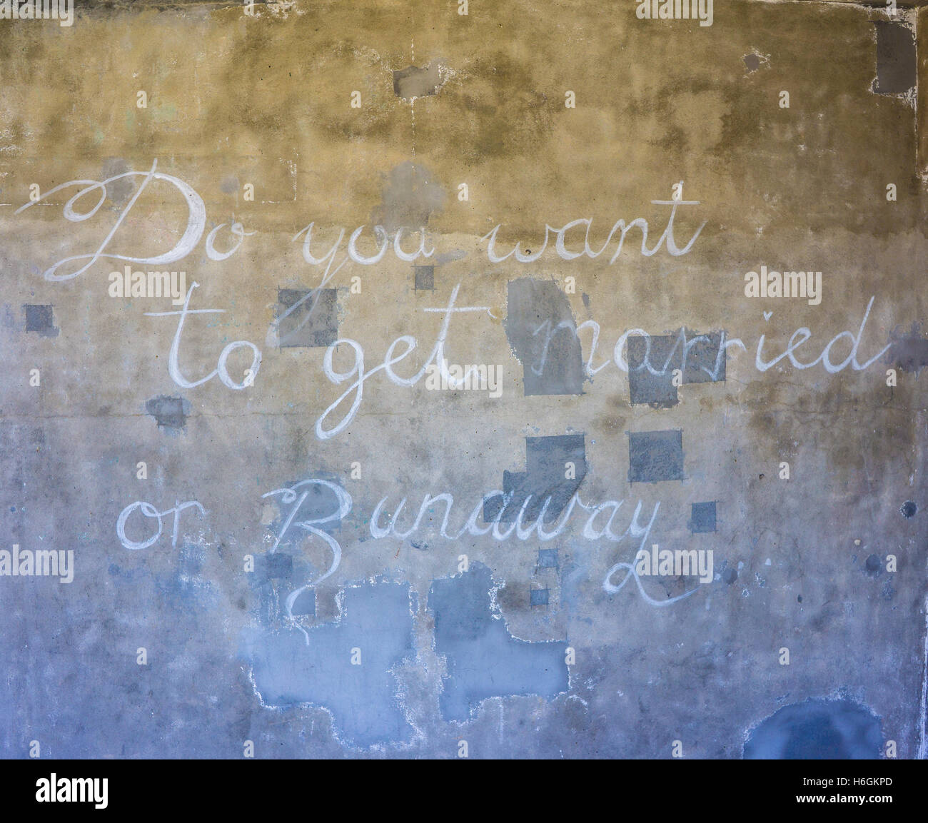 An unexpected yet romantic inscription on a wall Stock Photo - Alamy