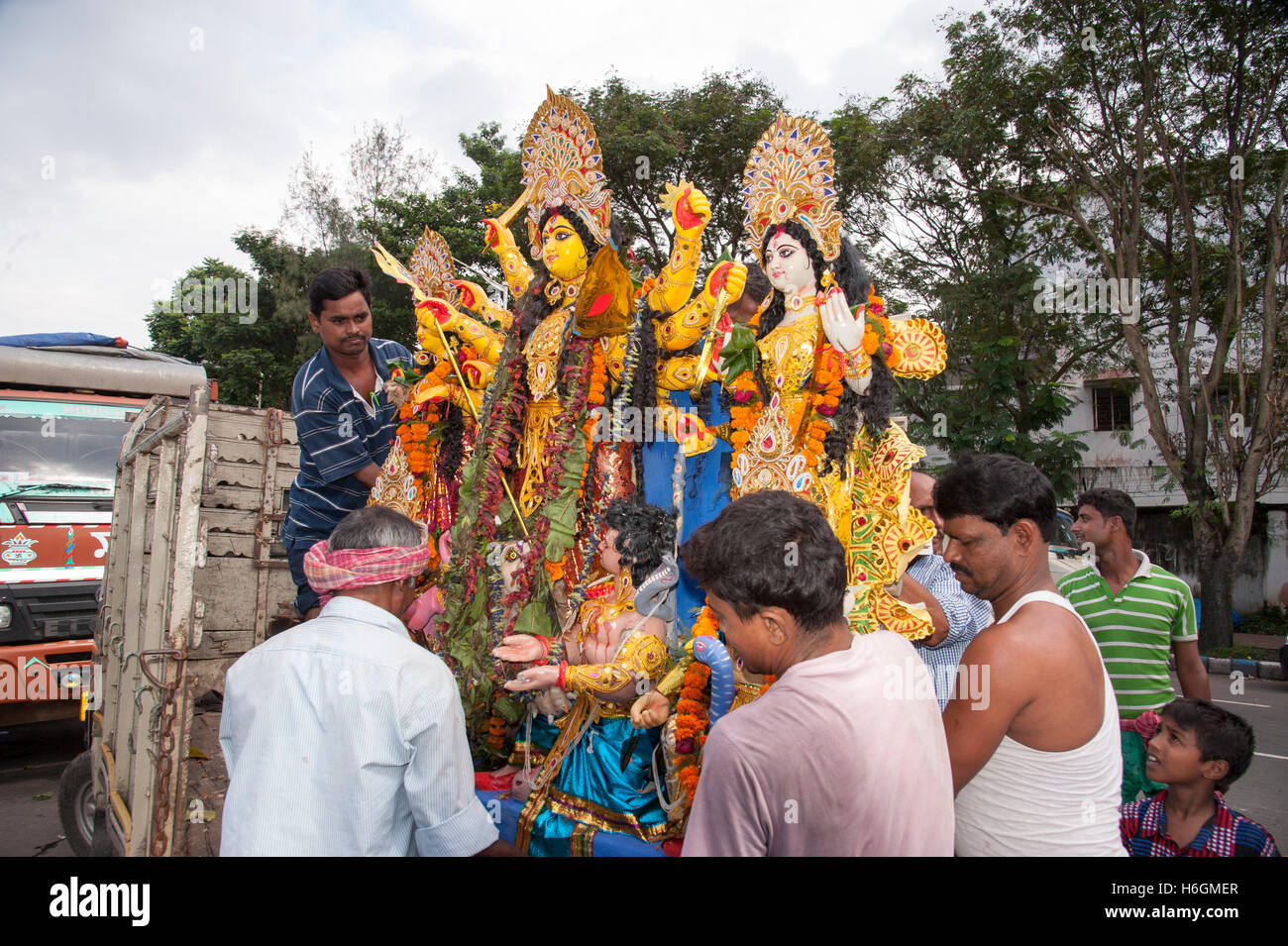 2016 ,Vijaya Dashami Goddess Durga immersion by physical lifting in the ...