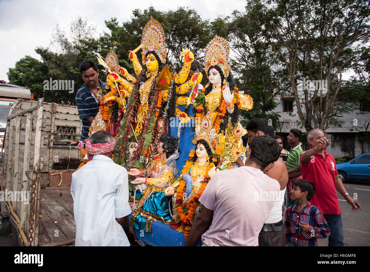 2016 ,Vijaya Dashami Goddess Durga immersion by physical lifting in the ...