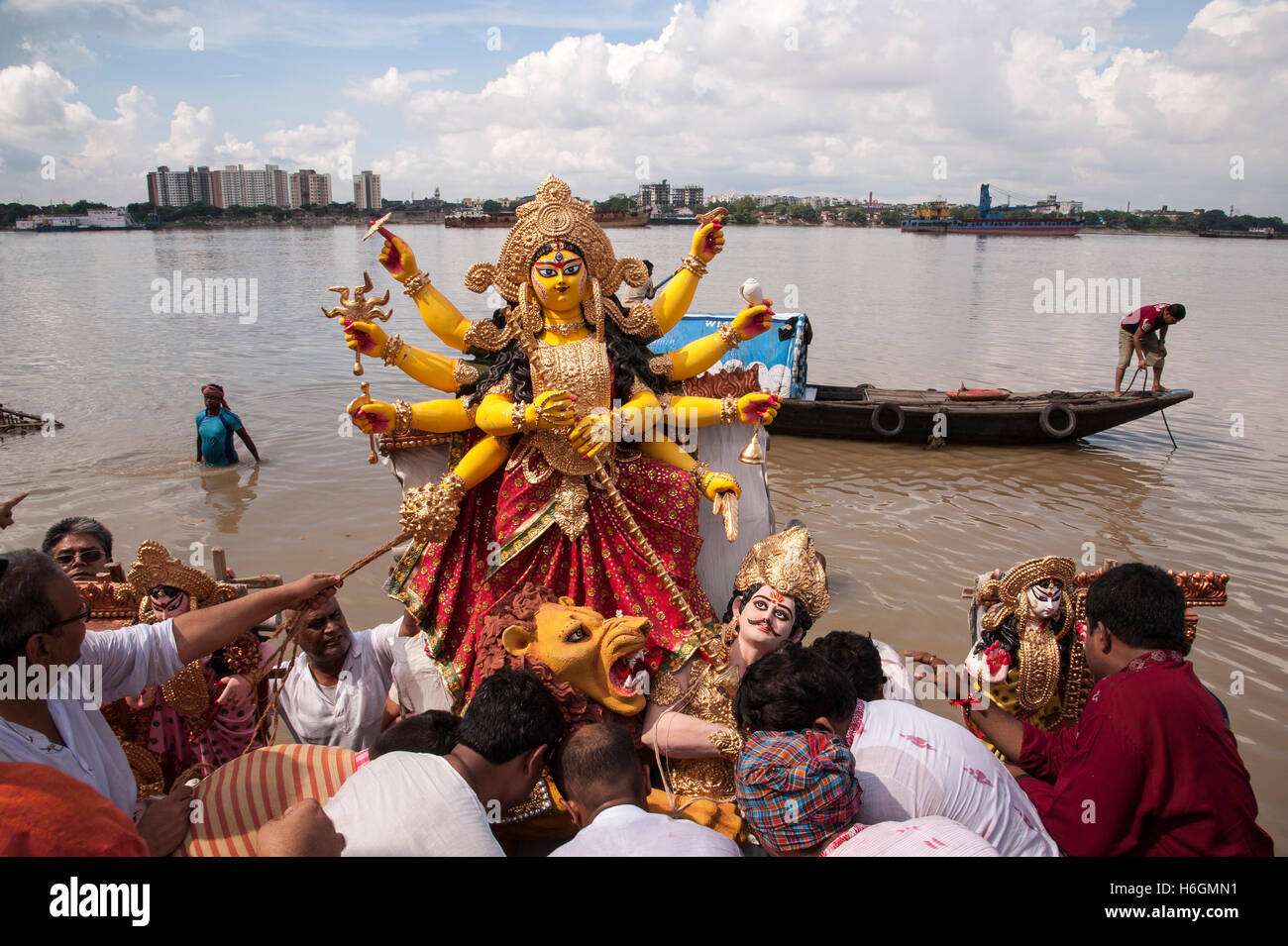 2016 ,Vijaya Dashami Goddess Durga immersion by physical lifting in the ...