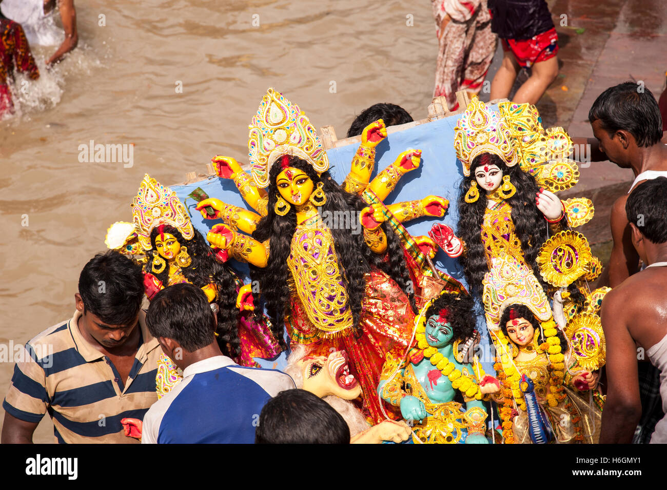 2016 ,Vijaya Dashami Goddess Durga immersion by physical lifting in the ...