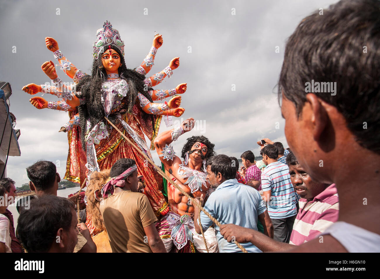 2016 ,Vijaya Dashami Goddess Durga immersion by physical lifting in the ...
