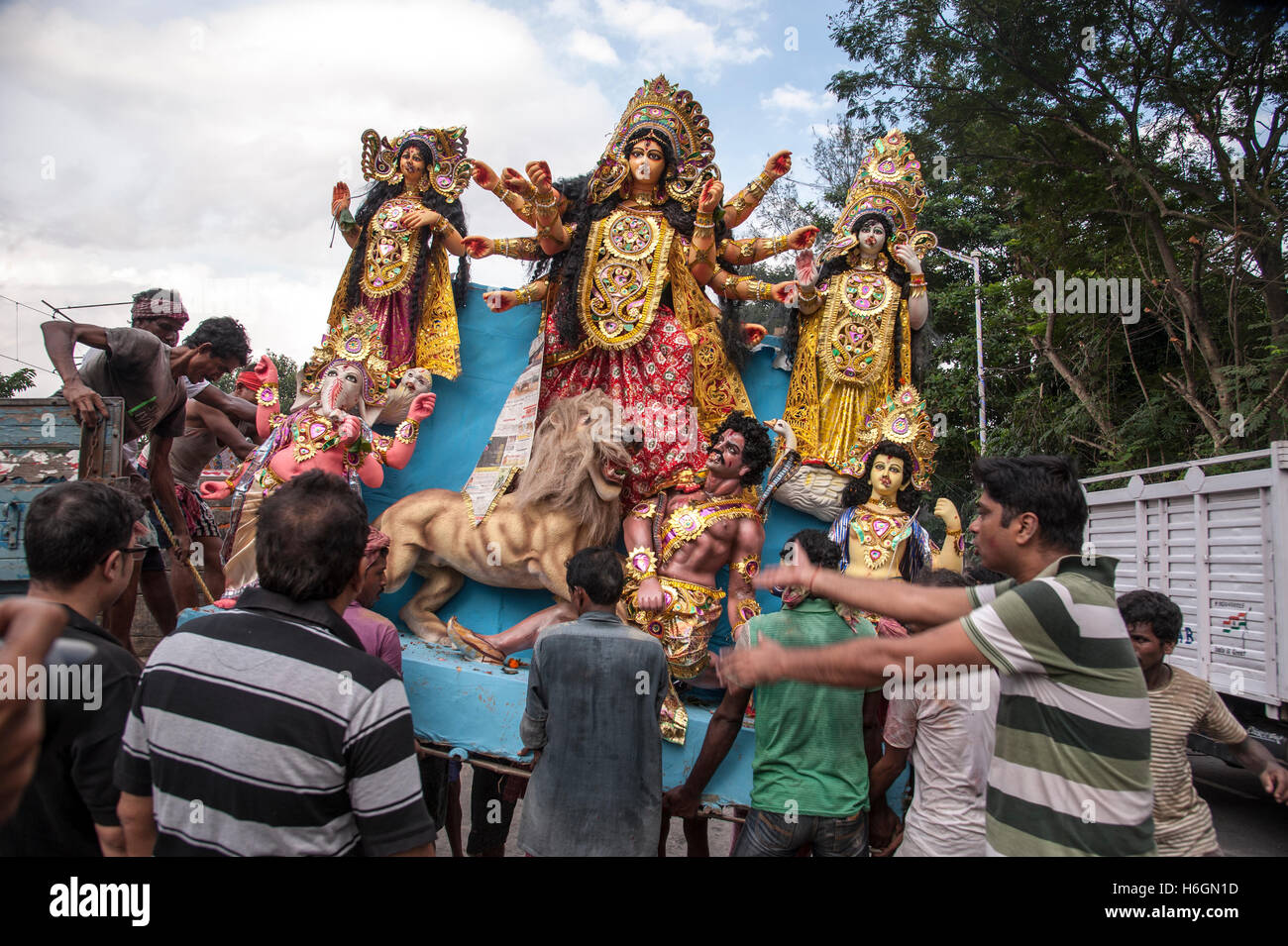 2016 ,Vijaya Dashami Goddess Durga immersion by physical lifting in the ...