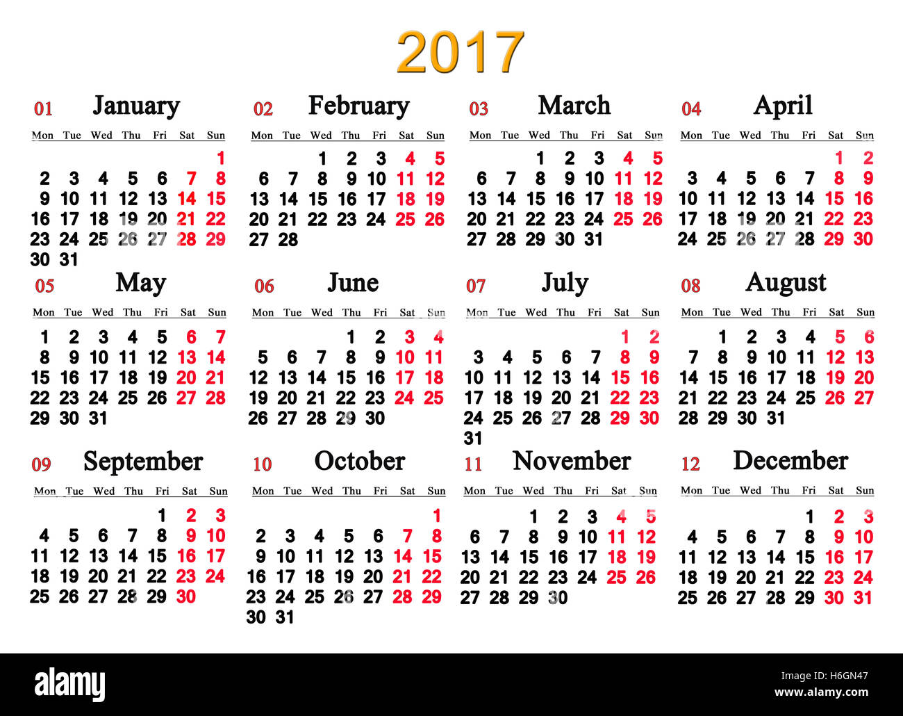 office calendar for 2017 on the white background. Calendar for office ...