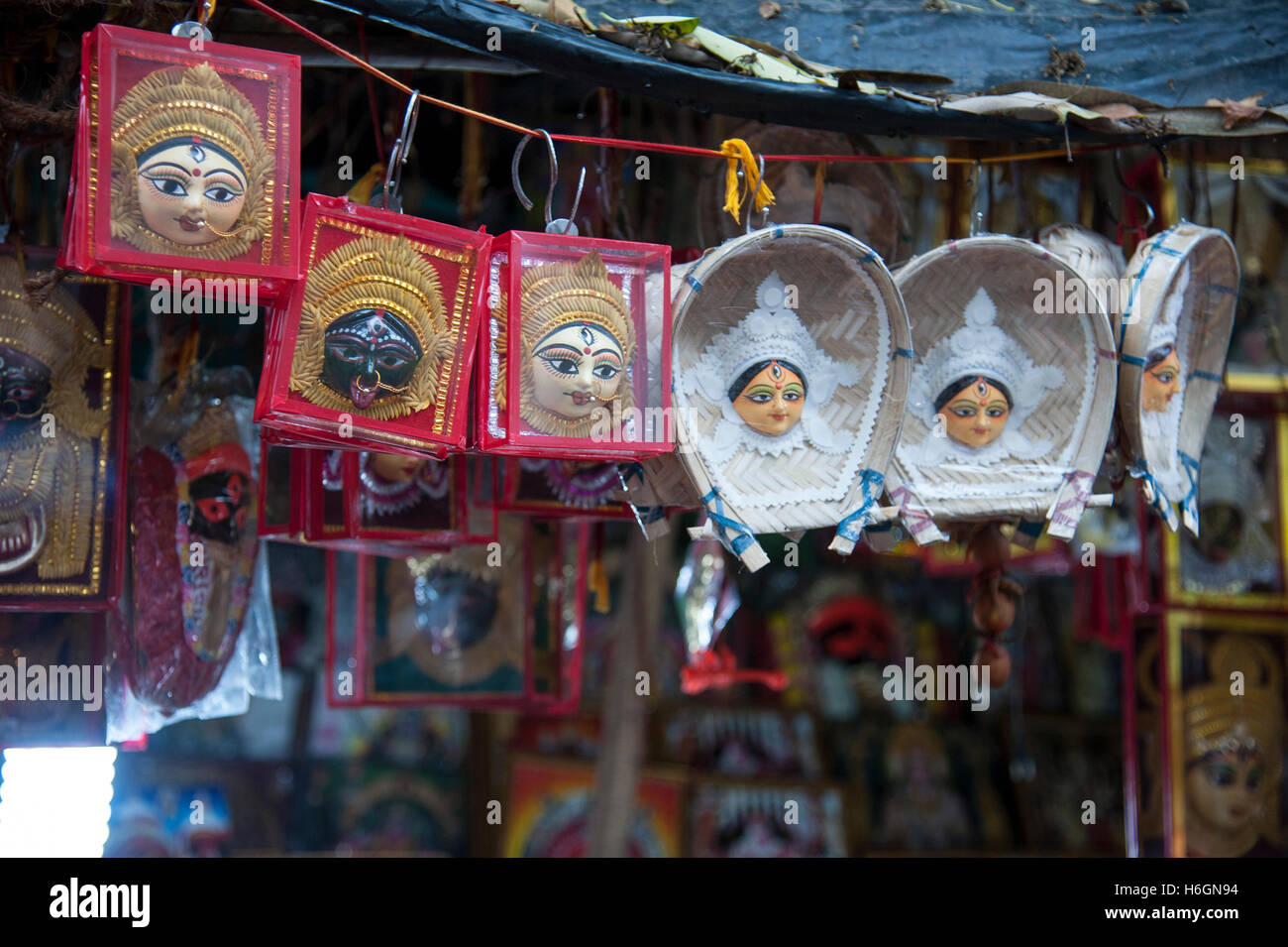 market of Hindu devotional Puja items, at Kali temple kali ghat Kolkata ...
