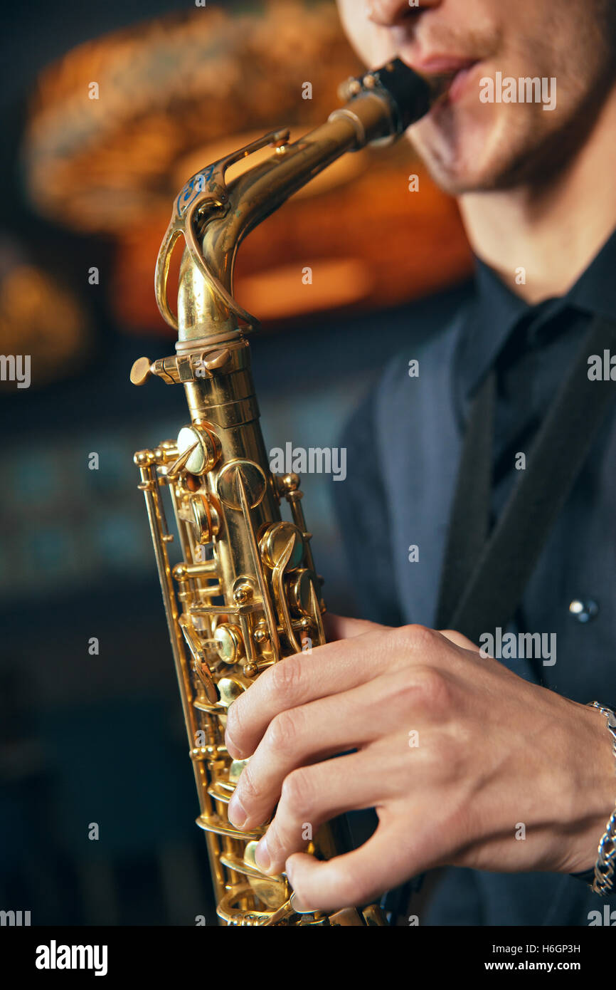 Musical instrument sax close-up Stock Photo - Alamy