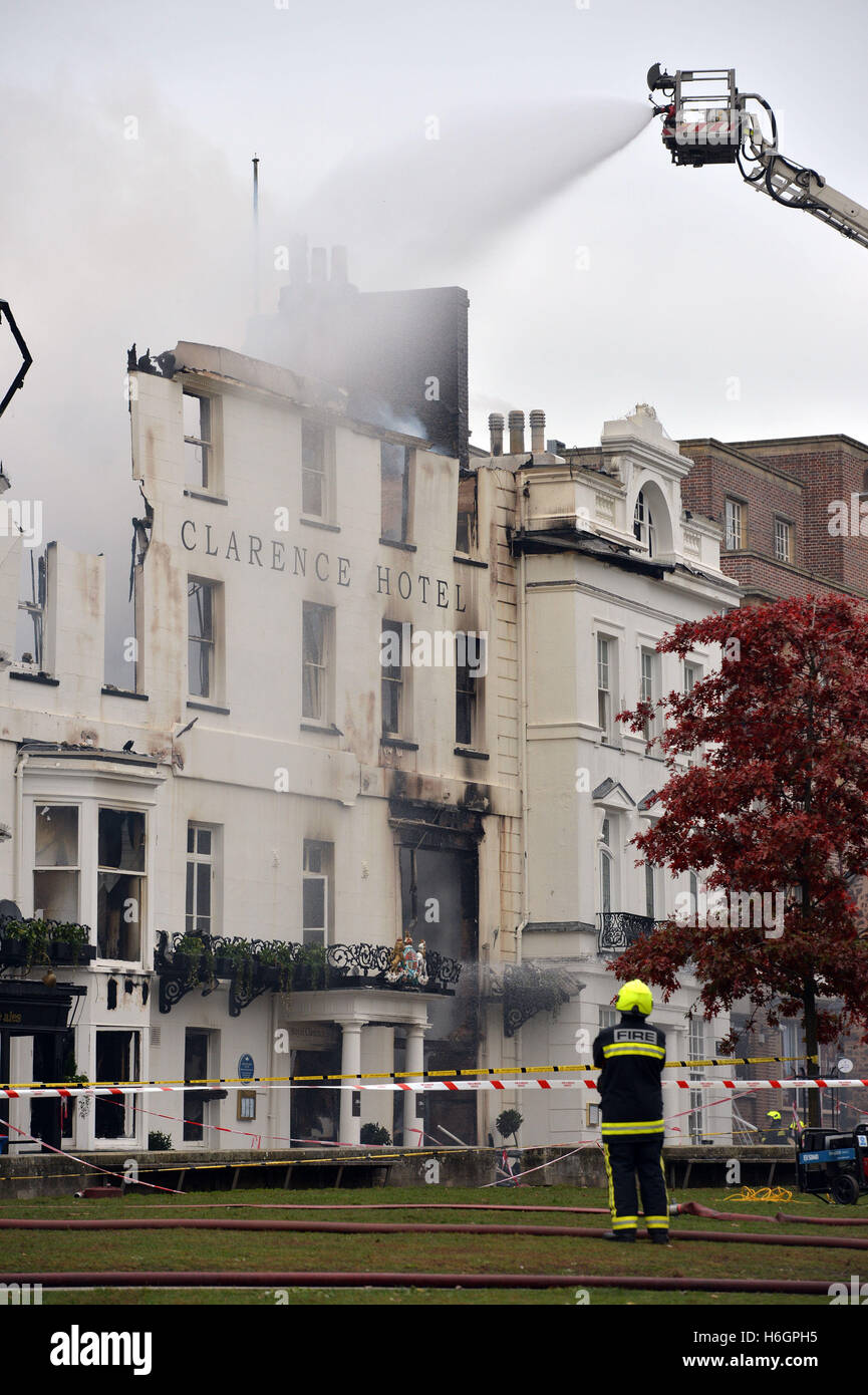 Firefighters continue to tackle the blaze in Exeter which has badly ...