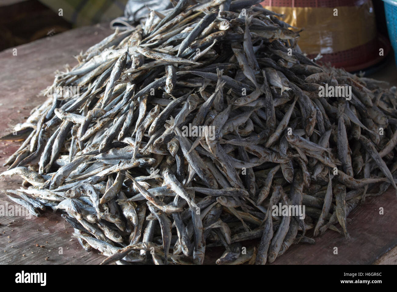 Dried fish for sale at market in Indonesia Stock Photo - Alamy