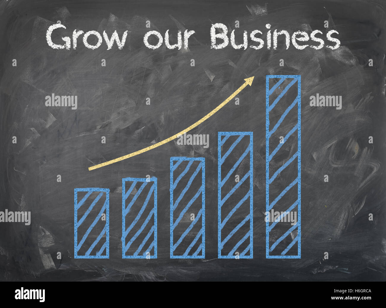 Chalkboard - Grow Our Business - Bar Chart indicating Growth Curve ...