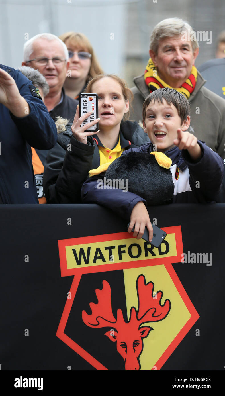 Watford fans arriving before the Premier League match at Vicarage Road ...