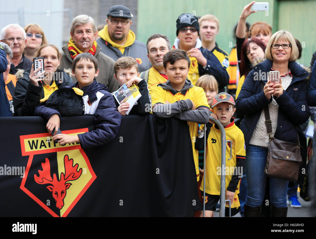 Watford fans arriving before the Premier League match at Vicarage Road ...