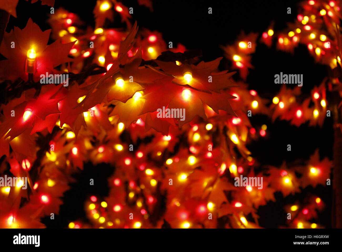 LED maple leaves lights at the i-City, Shah Alam, Selangor, Malaysia ...