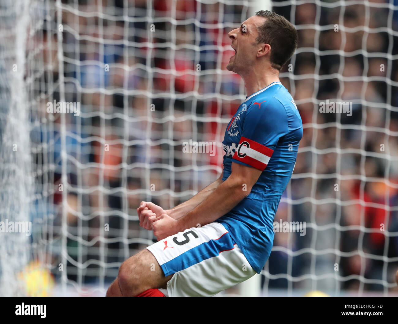 Rangers' Lee Wallace celebrates scoring his sides opening goal during ...