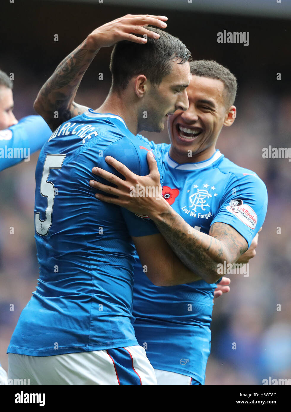 Rangers lee wallace celebrates scoring hi-res stock photography and ...