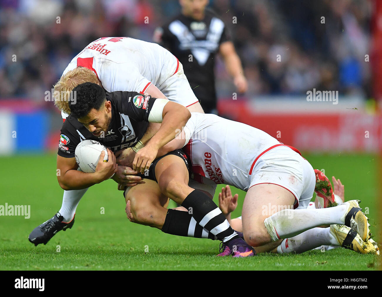 New Zealand's Jordan Kahu is taken down by England's James Graham and ...