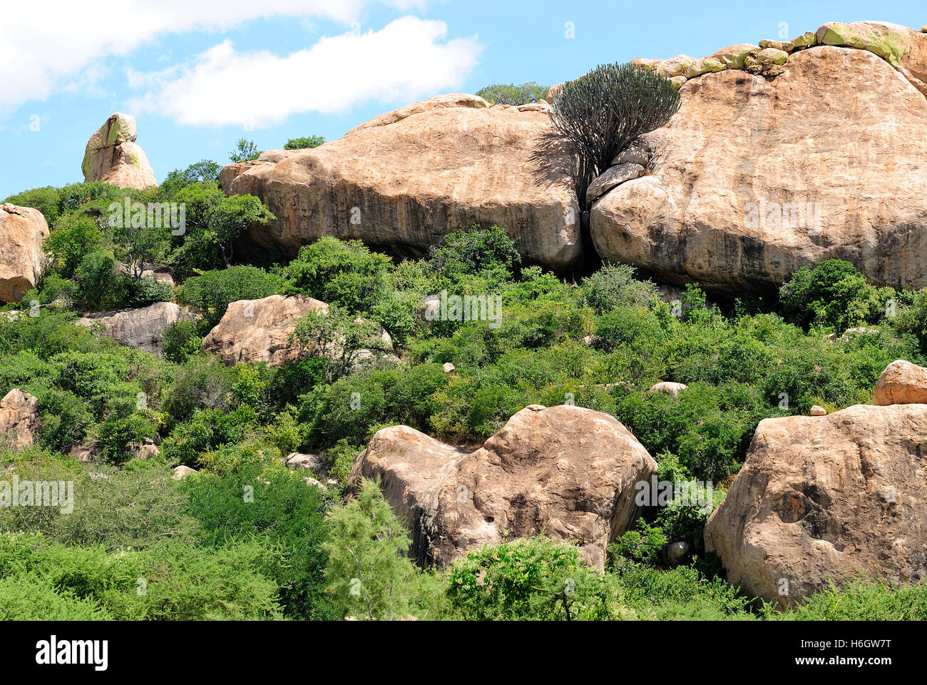 Rock formation around a lake near Nala, Central Tanzania Stock Photo ...