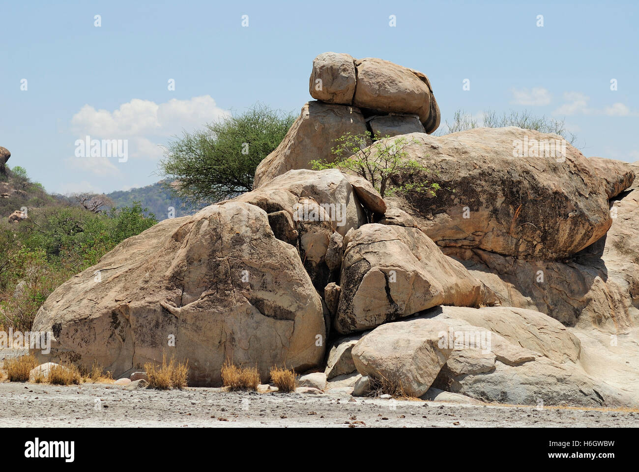 Bizarre rock formation around a lake near Nala, Central Tanzania Stock ...