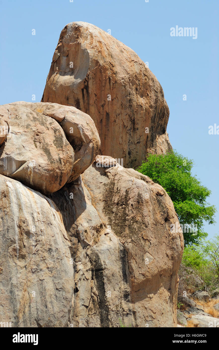 Bizarre rock formation around a lake near Nala, Central Tanzania Stock ...