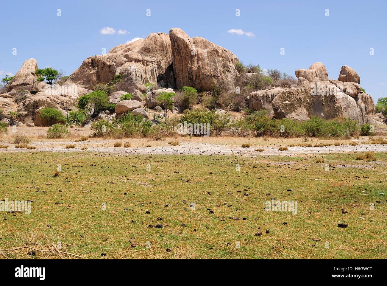 Rock formation around a lake near Nala, Central Tanzania Stock Photo ...