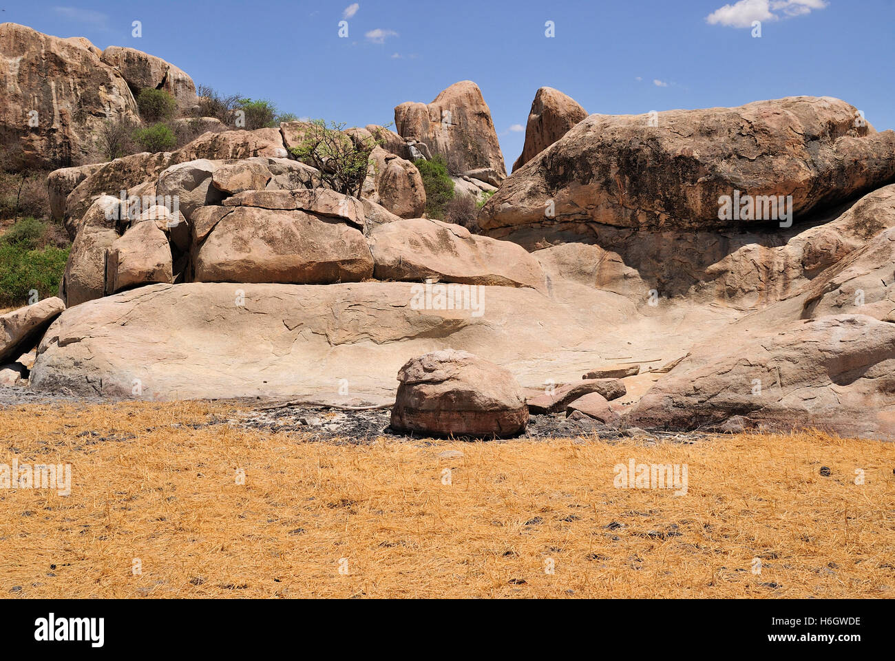 Rock formation around a lake near Nala, Central Tanzania Stock Photo ...