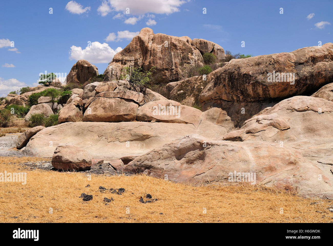 Rock formation around a lake near Nala, Central Tanzania Stock Photo ...