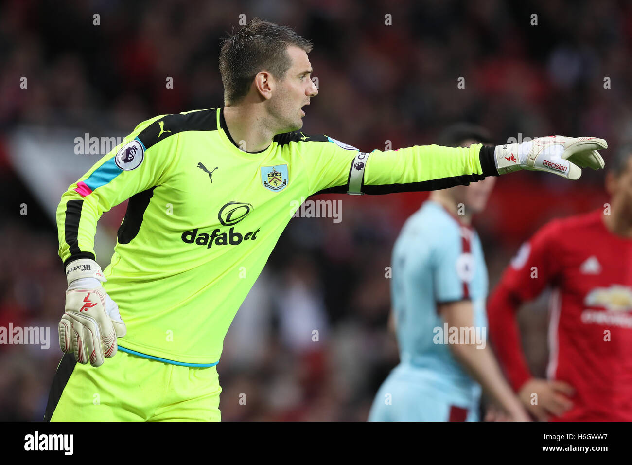 Burnley goalkeeper Tom Heaton during the Premier League match at Old ...