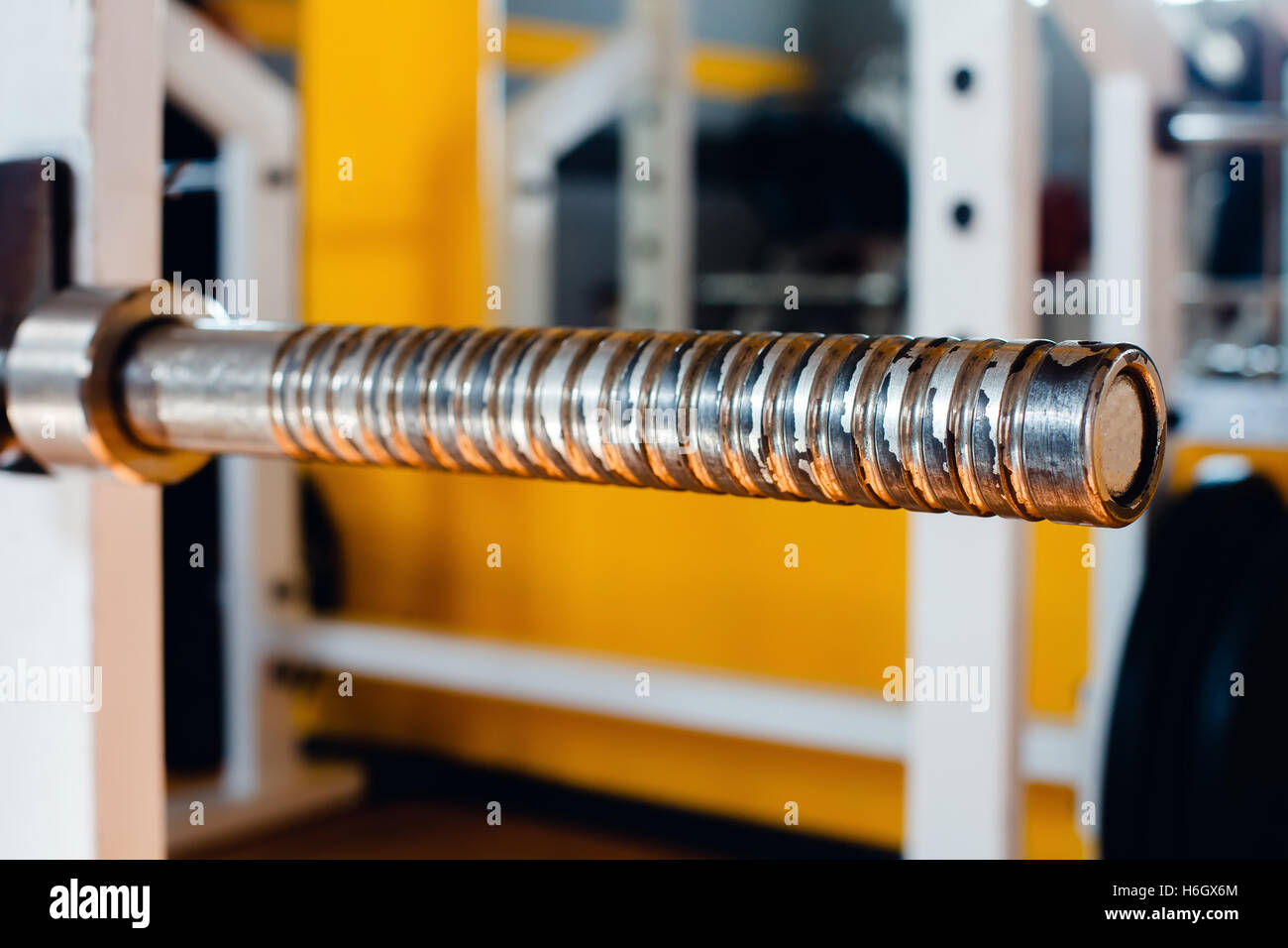 Bar-bell in the gym Stock Photo - Alamy