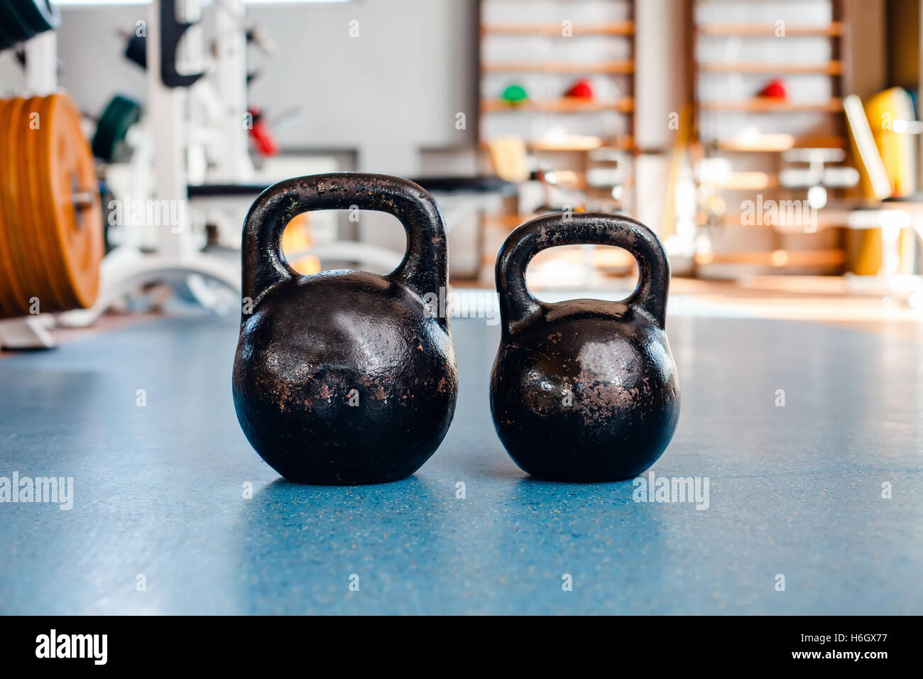 Two kettle bells Stock Photo - Alamy