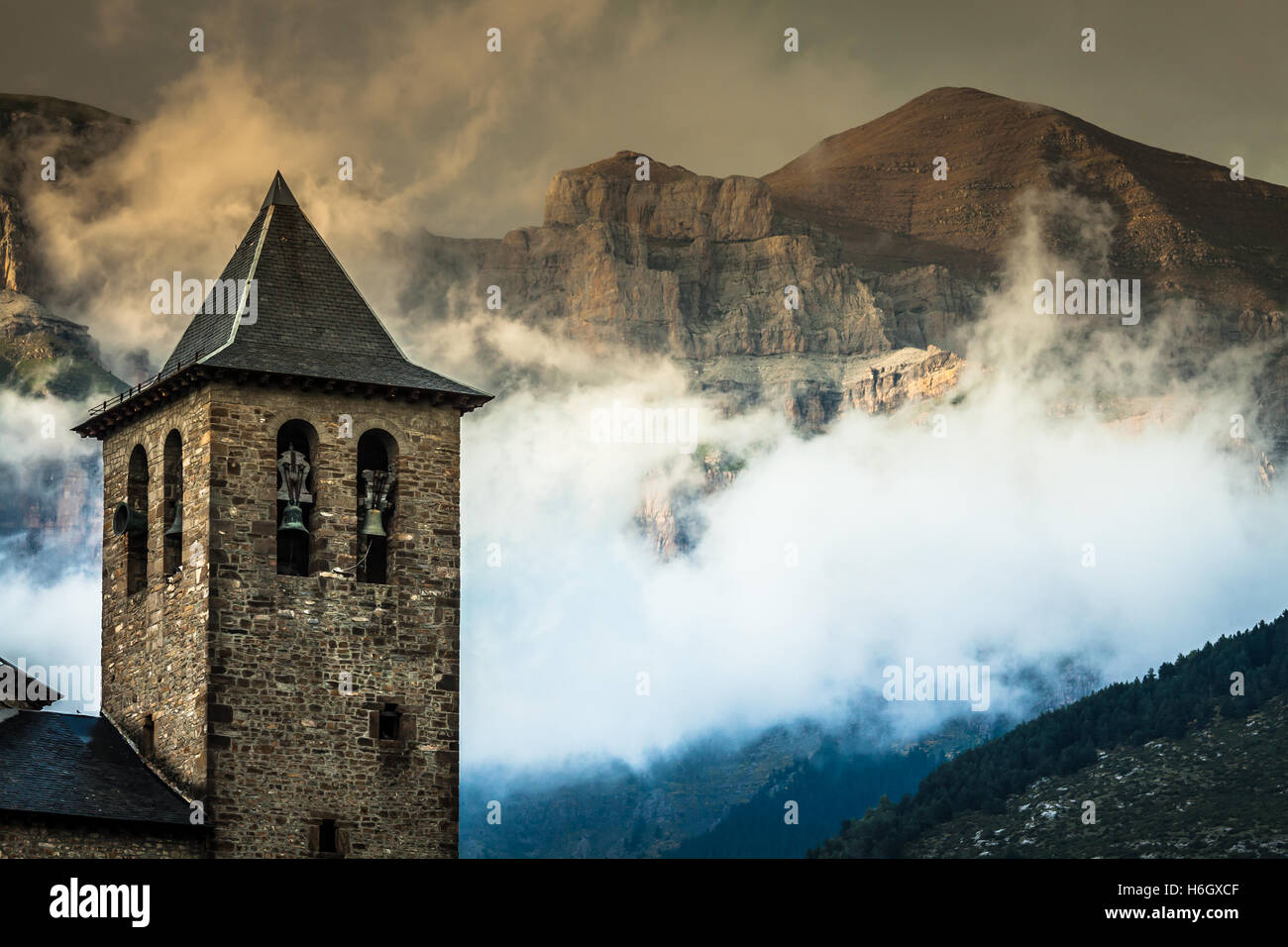 Torla town in Ordesa National pakr in the spanish pyrenees Stock Photo ...
