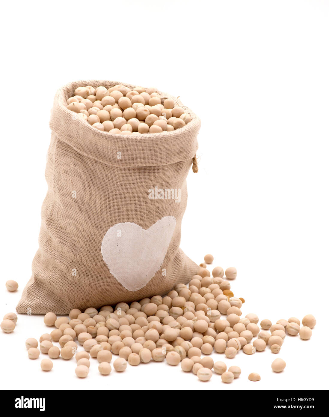 Dried peas, pour out of the bag. Isolated on white background Stock ...