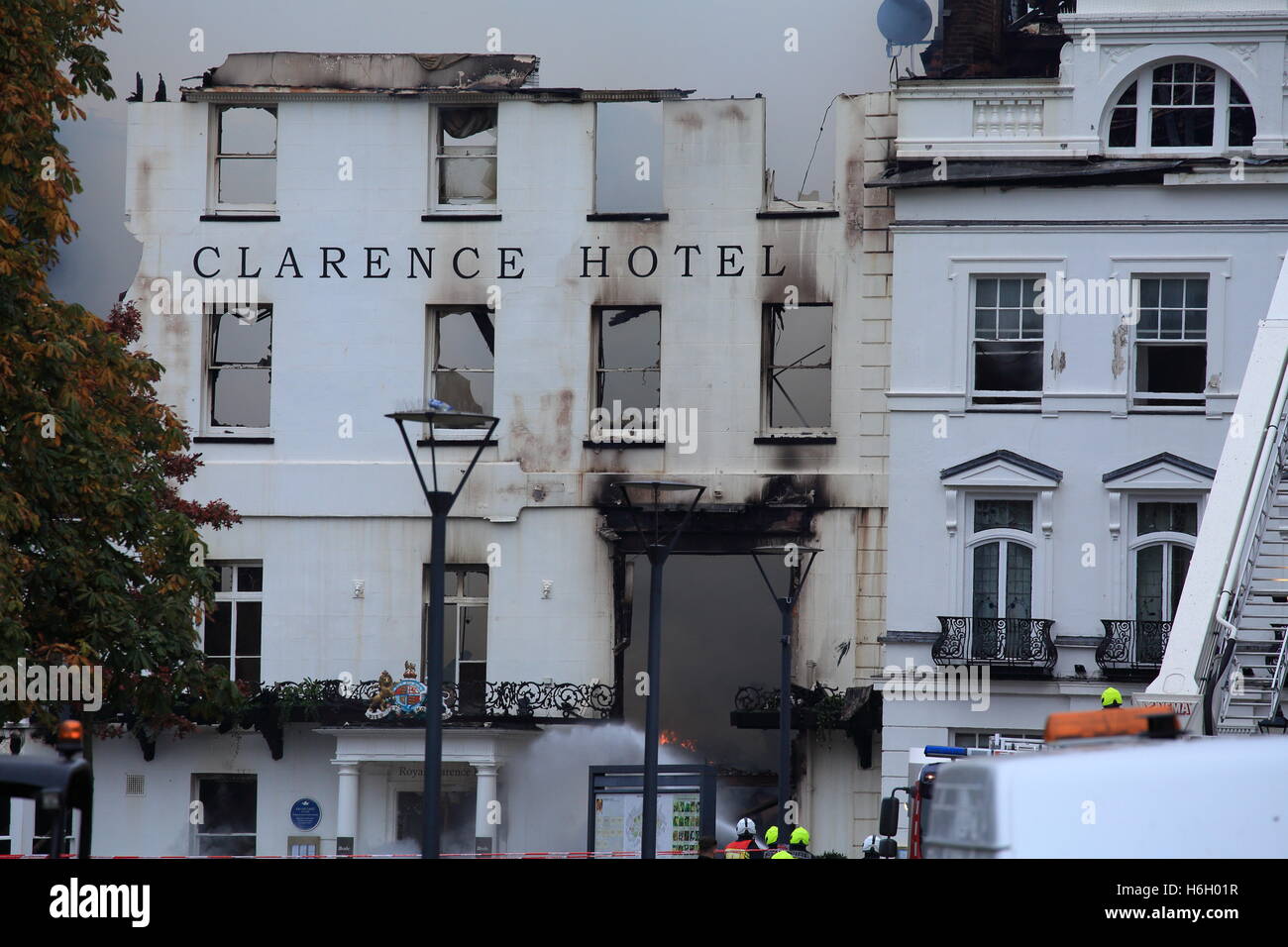 Exeter Royal Clarence hotel, after devasting fire on Fri 28th October ...