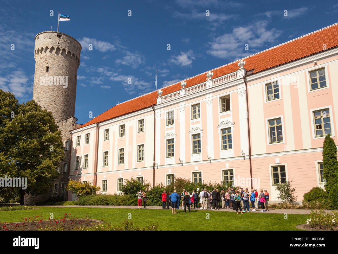 Pikk Hermann Tower, part of Toompea Castle, and Estonian Parliament ...
